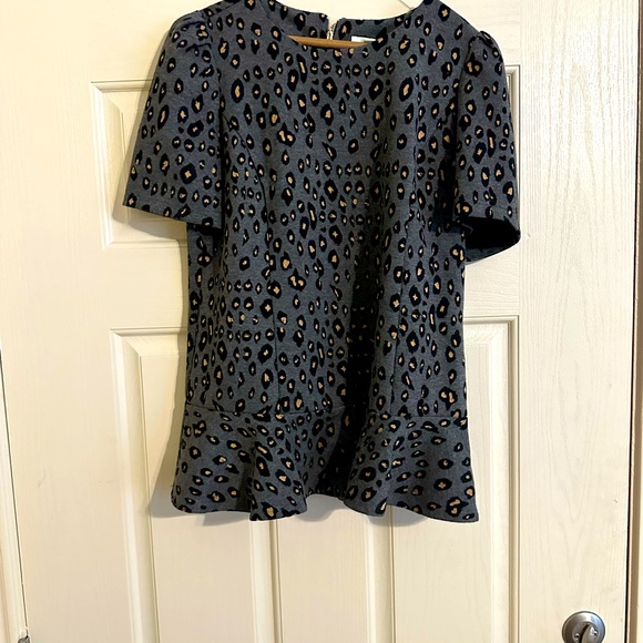 Jade | Tops | Jade Grey Leopard Print Peplum Top With Zipper | Poshmark